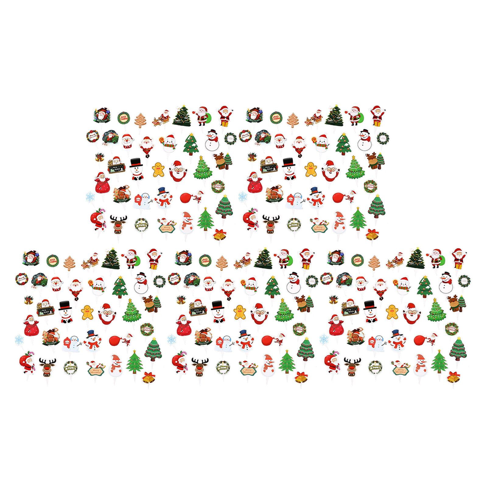 185Pcs Christmas Cupcake Toppers Snowman Santa Tree Elk Toppers Cake ...