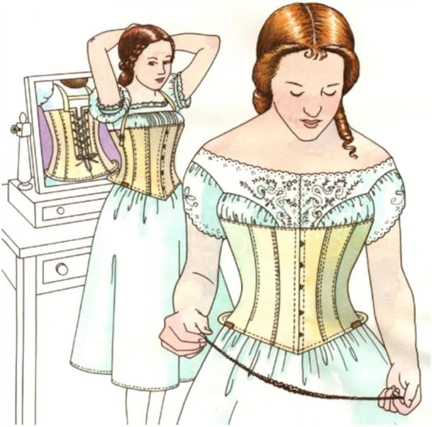 1860s Skirt-Supporting Corset Sewing Pattern, Sizes 08-26, Bust 32-47 ...