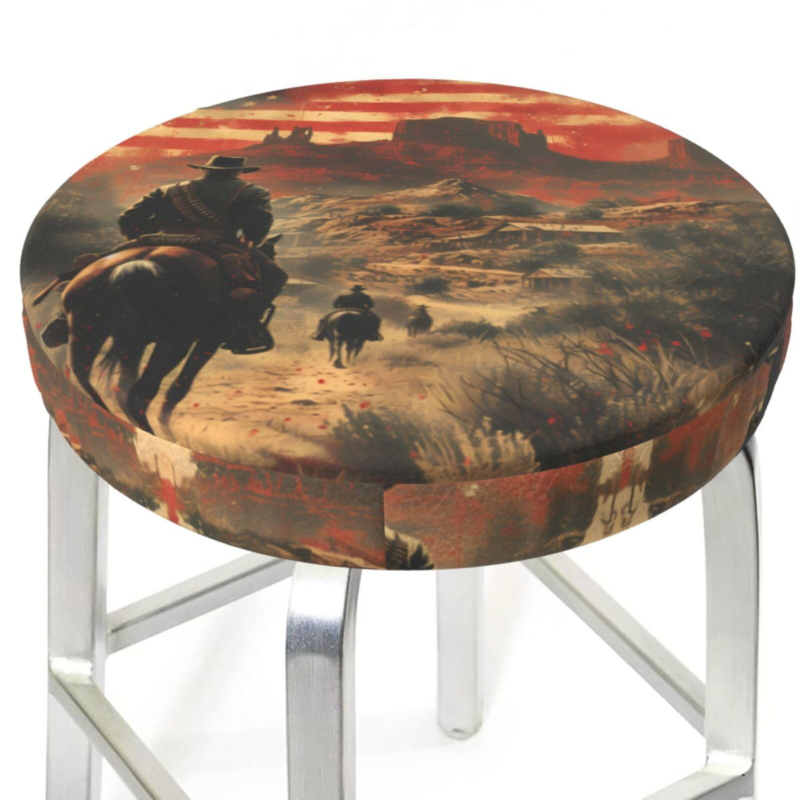 1860s Style American Cowboy Round Bar Stool Covers, Soft Velvet Bar ...