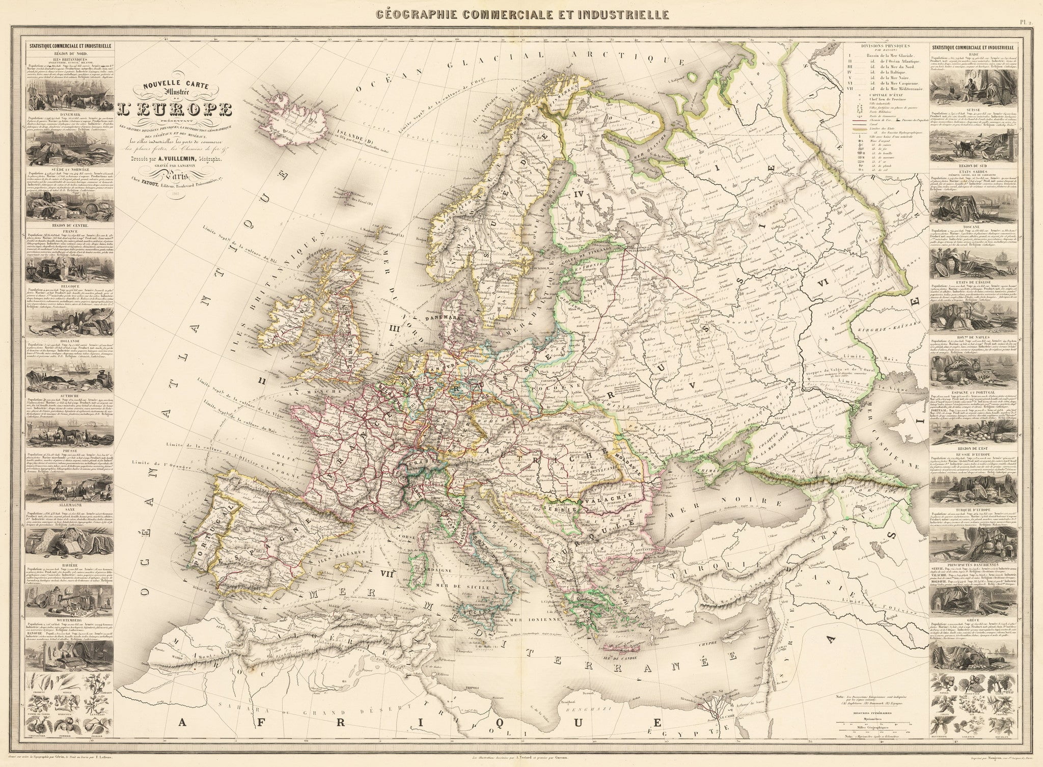 1861 Nouvelle Carte Illustre de l'Europe - Walmart.com