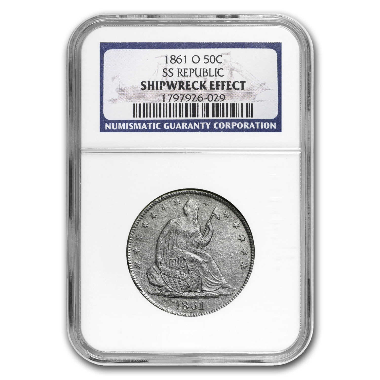1861-O Liberty Seated Half Dollar NGC (SS-Republic Shipwreck) - Walmart.com