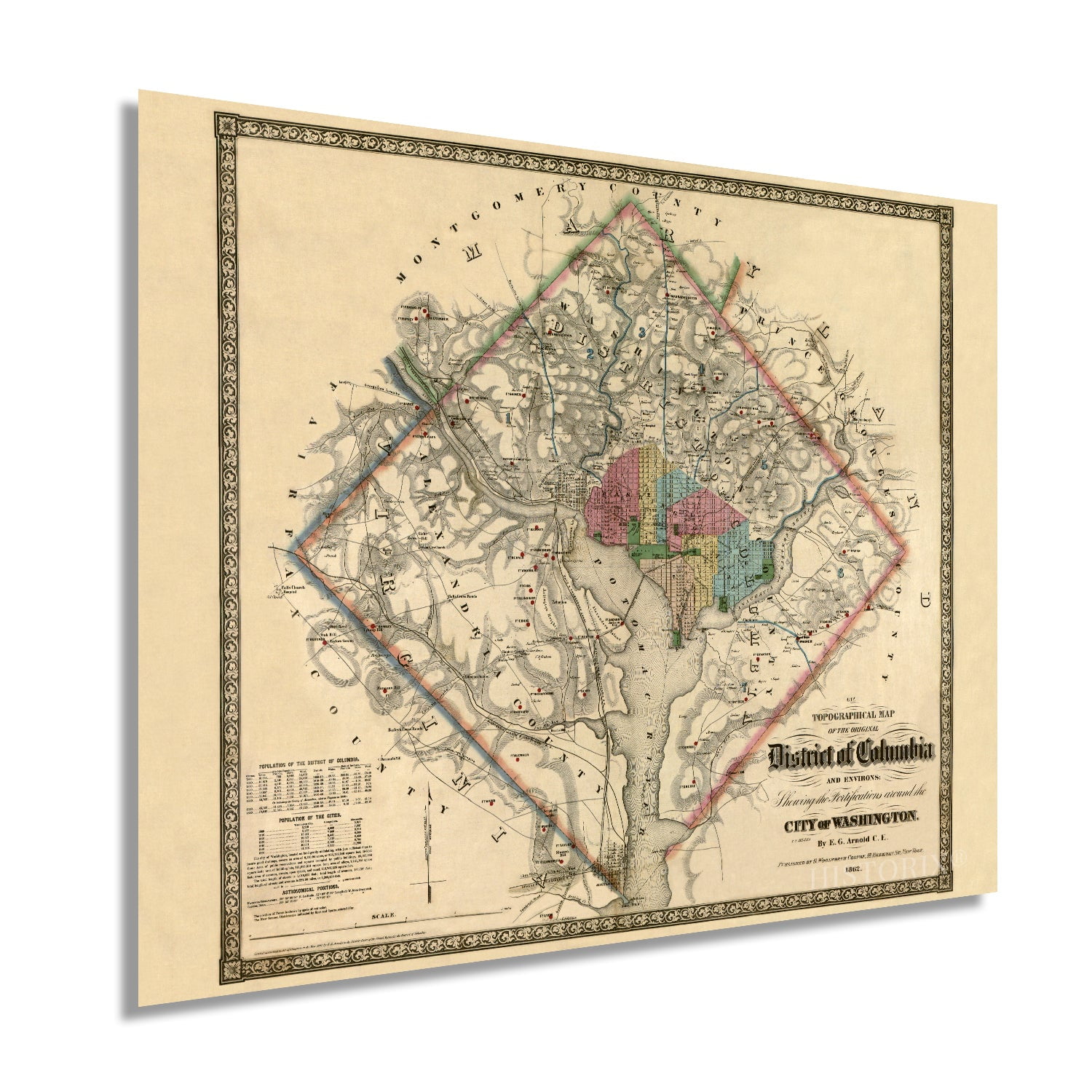 1862 Washington DC Vintage Map - Historic Washington DC Map Showing ...