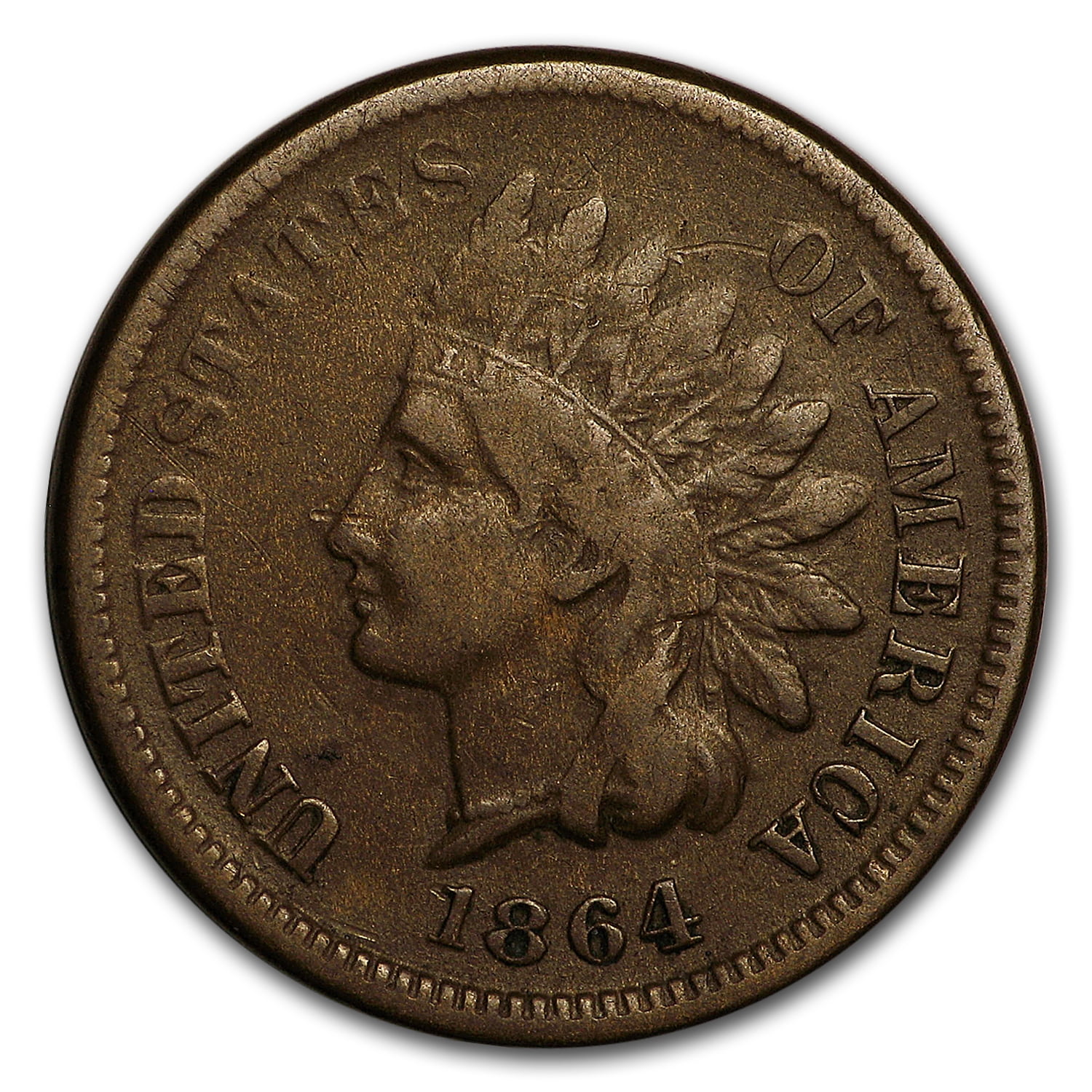 1864 Indian Head Cent Fine (L on Ribbon) - Walmart.com