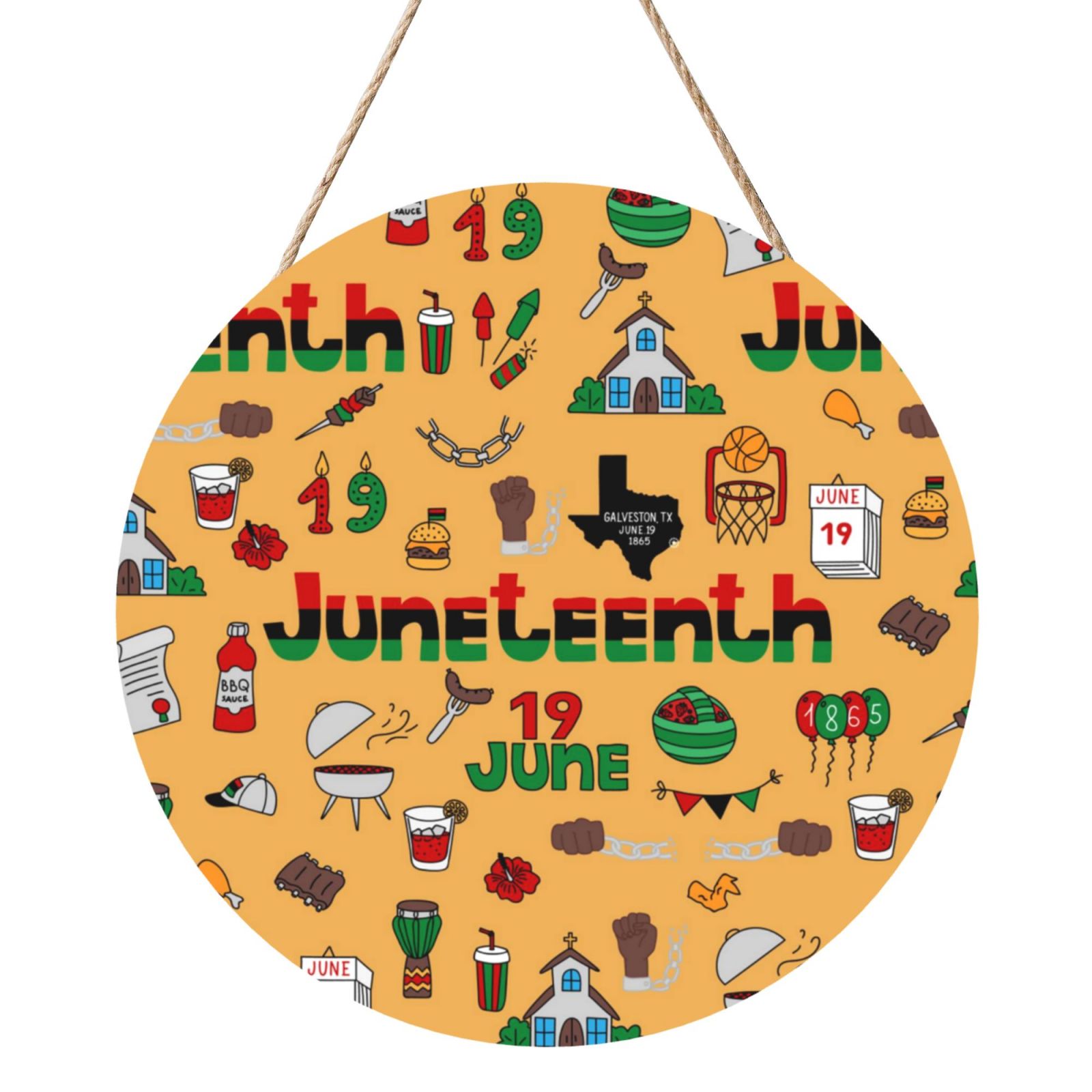 1865 Jun-et-eenth Celebrating Black African American Wooden Hanging ...