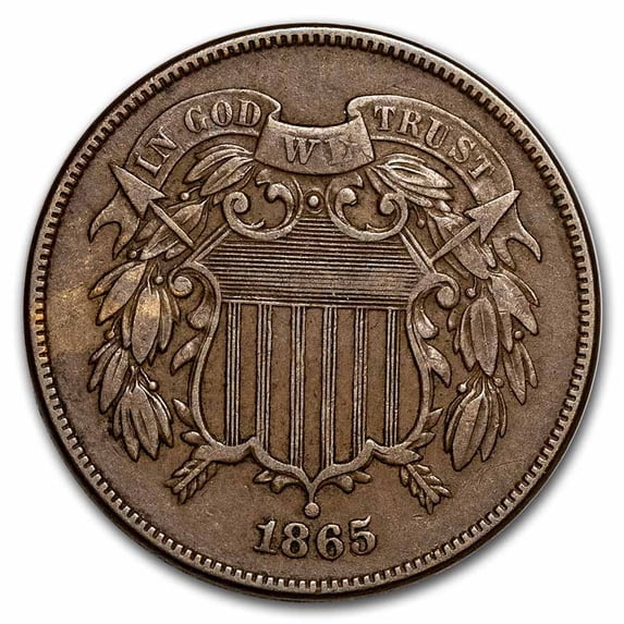 1865 Two Cent Piece Fancy 5 XF - Walmart.com