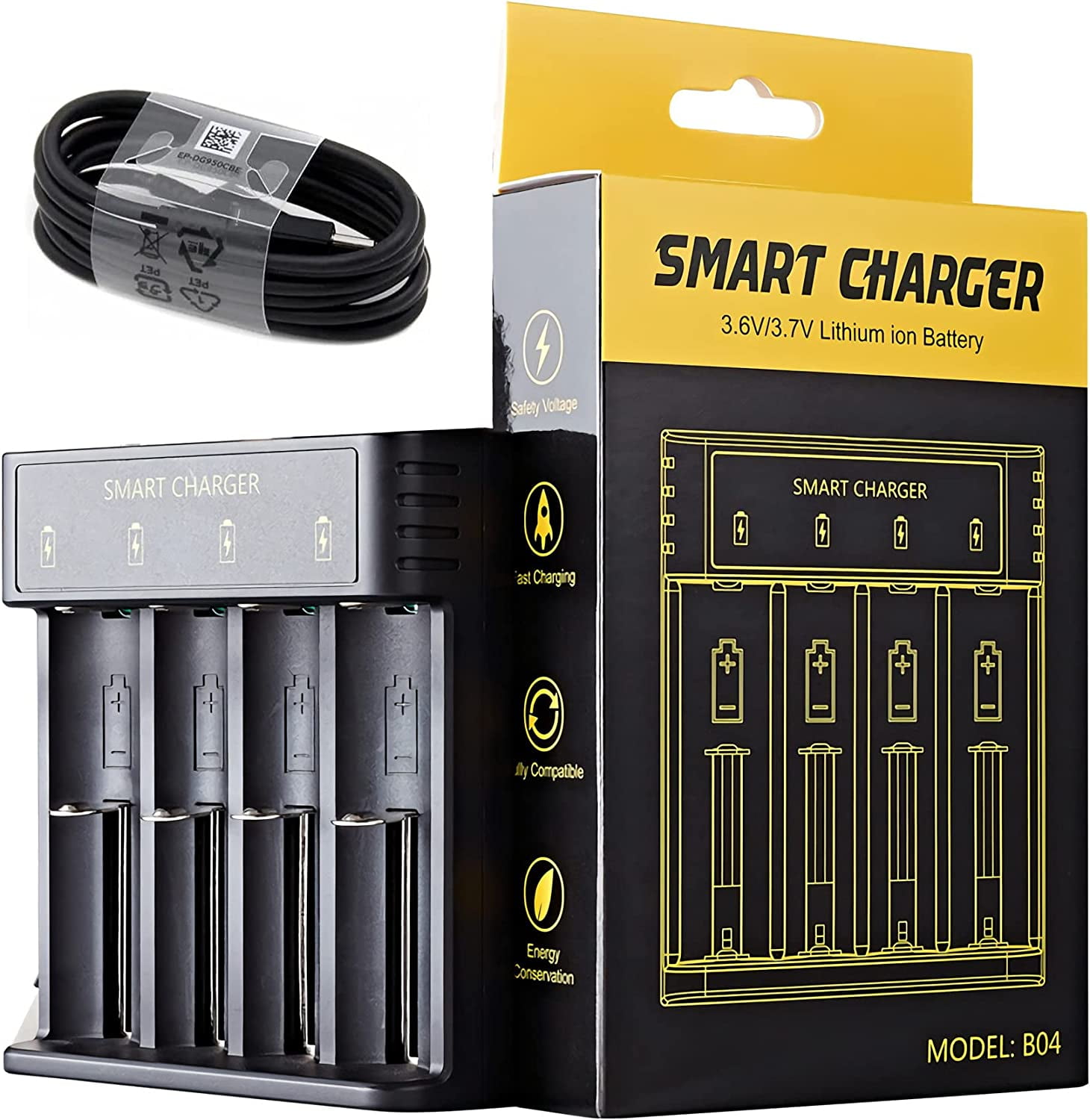 18650 Battery Charger 4 Bay Smart Universal Charger for 3.7V ...