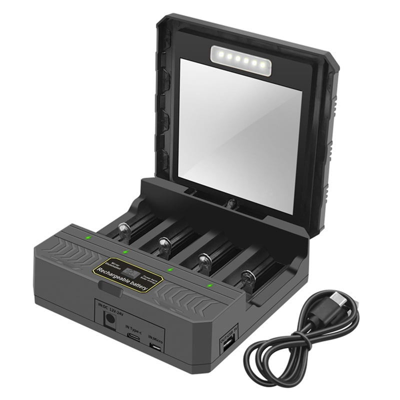 18650 Charger Solar Lithium Battery Smart Charger Type-C Four-Slot ...