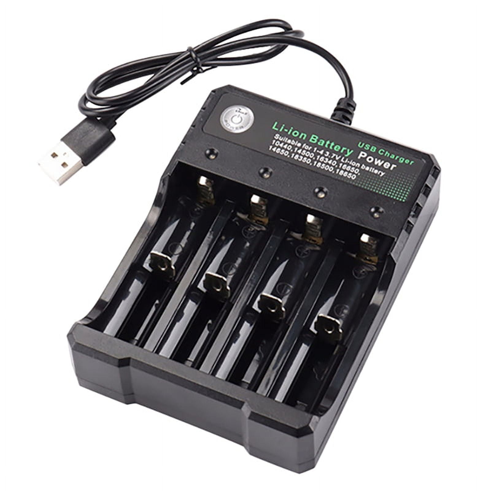 18650 Lithium Battery Charger, 4 Slot 3.7V Smart USB Charger, ABS ...
