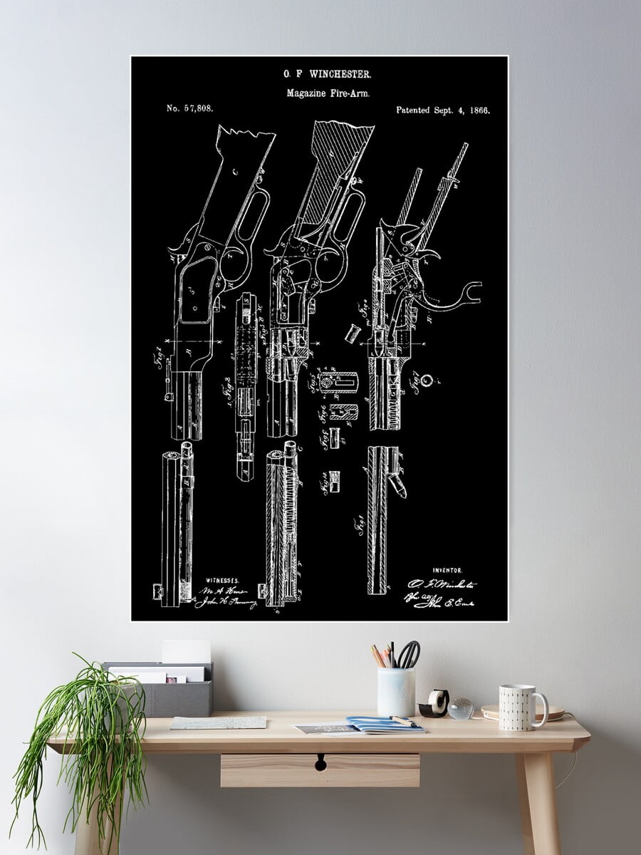 1866 Lever-Action Rifle Patent Â€“ Vintage Wild West Firearm Design ...