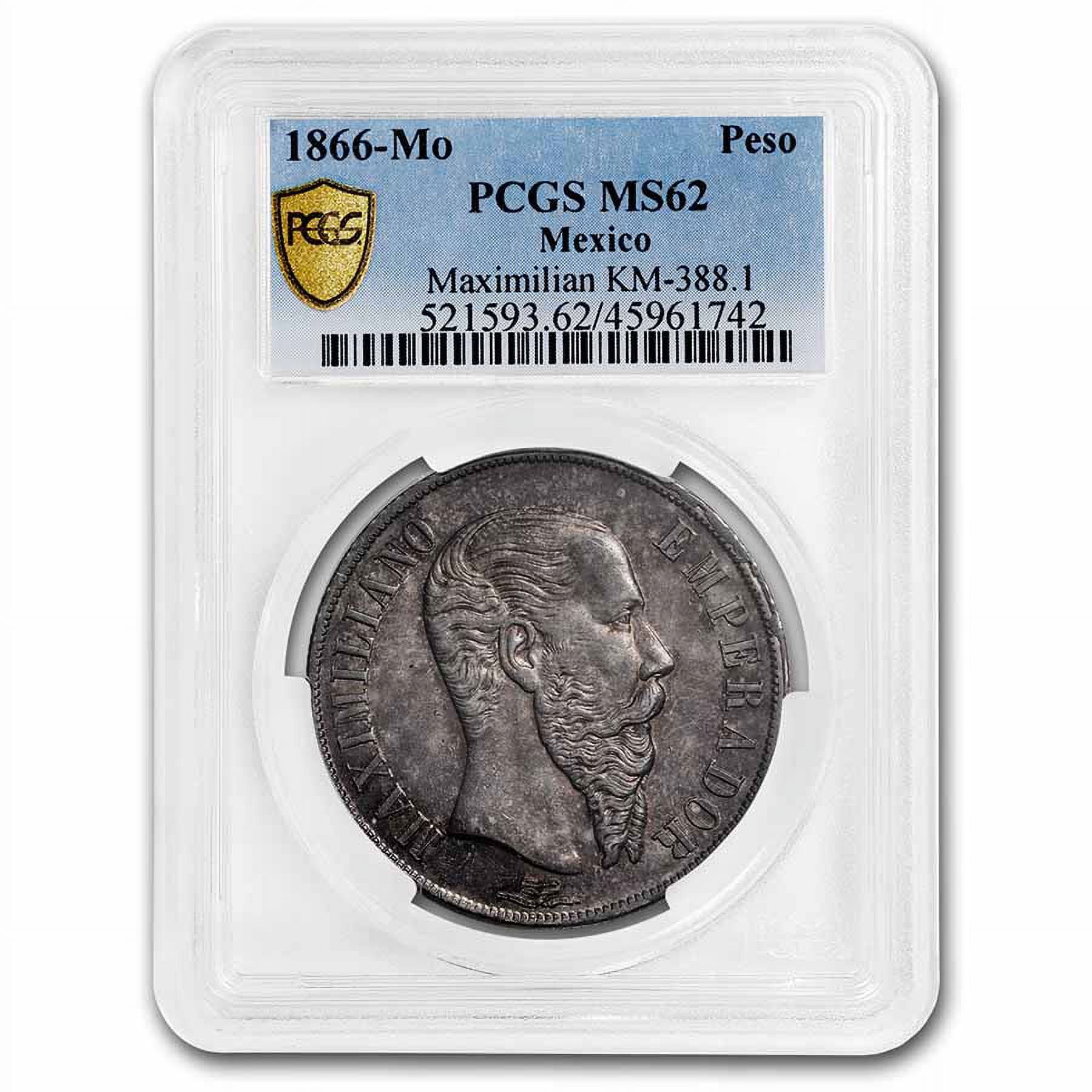 1866-Mo Mexico Silver Peso Maximilian MS-62 PCGS - Walmart.com