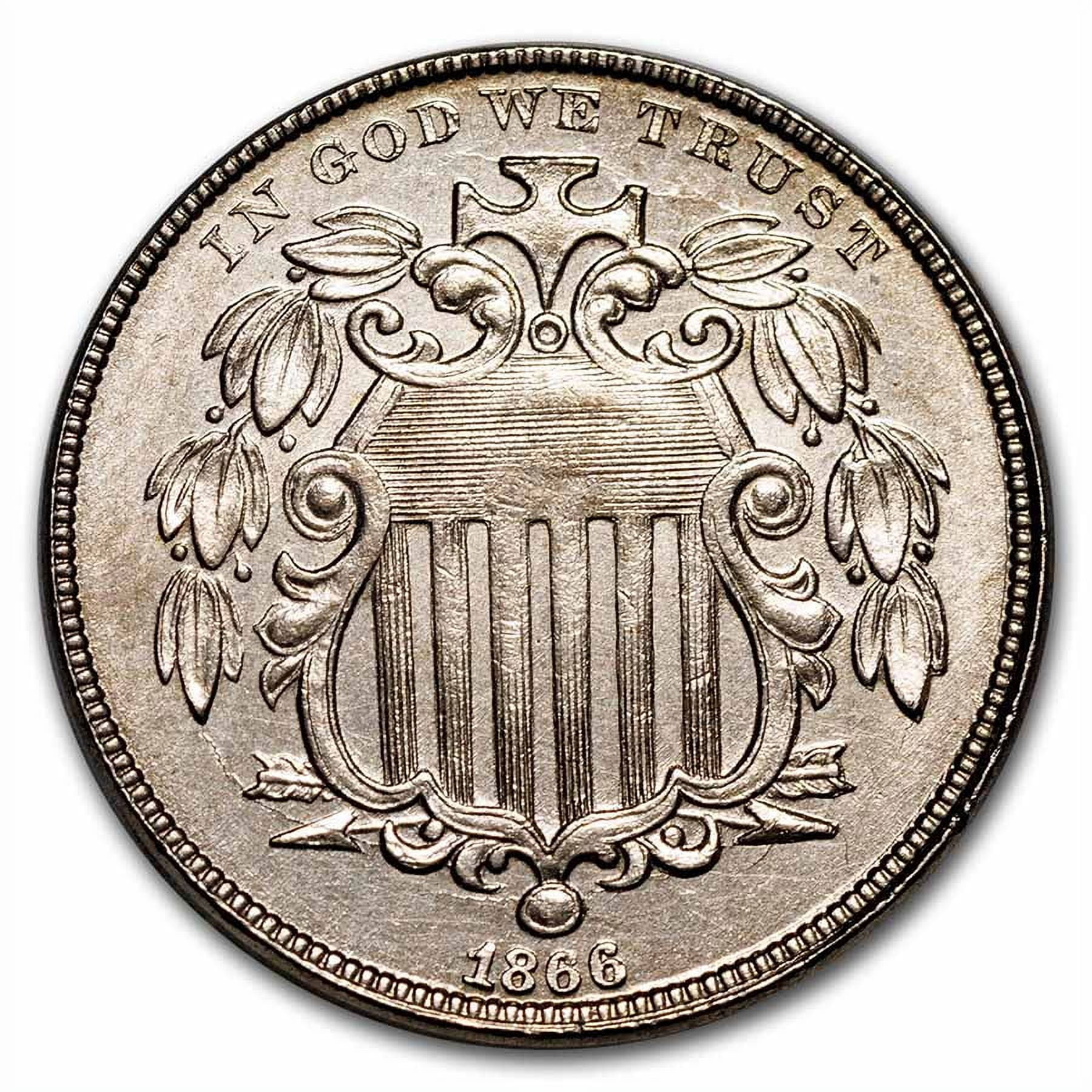 1866 Shield Nickel w/Rays BU - Walmart.com