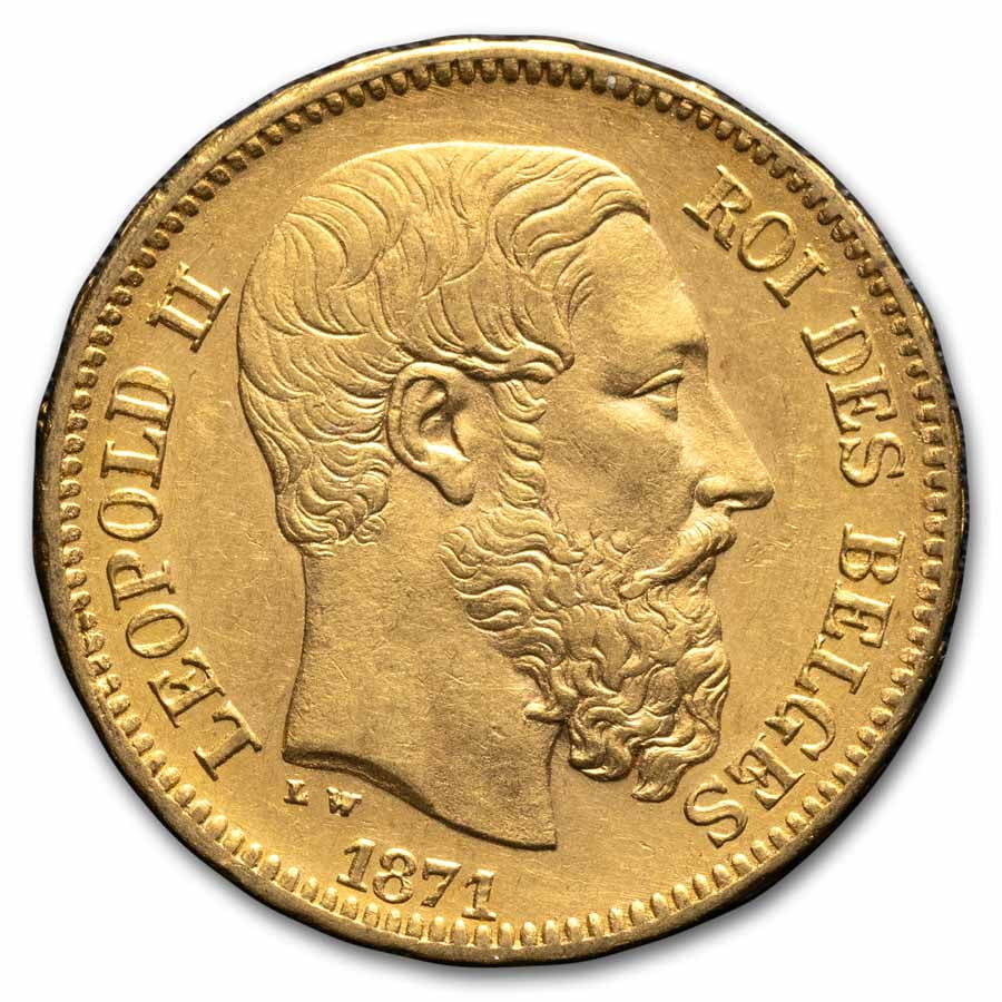 1867-1882 Belgium Gold 20 Francs Leopold II Avg Circ - Walmart.com