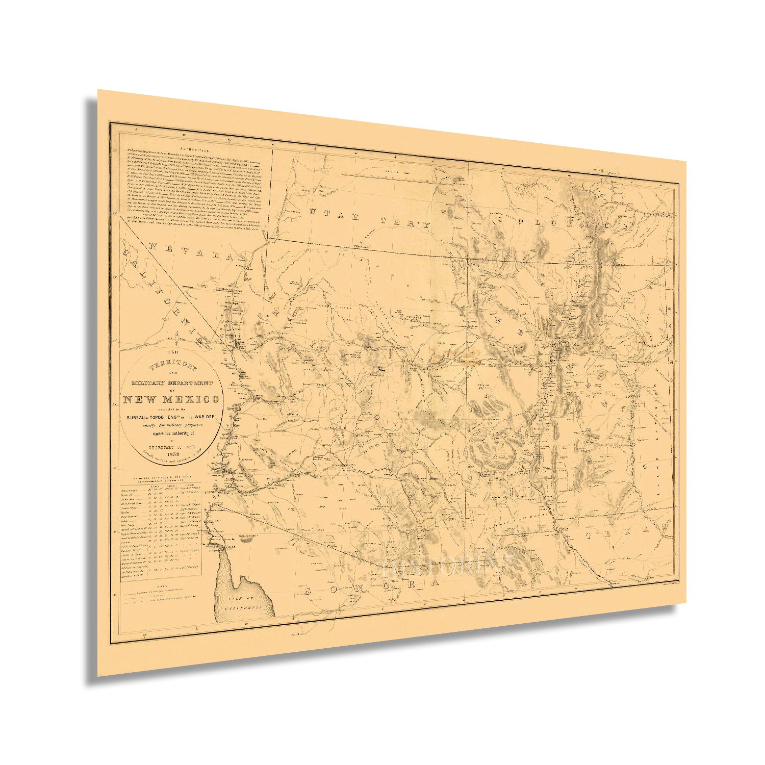1867 Map of New Mexico and Arizona - Vintage Arizona New Mexico Map ...