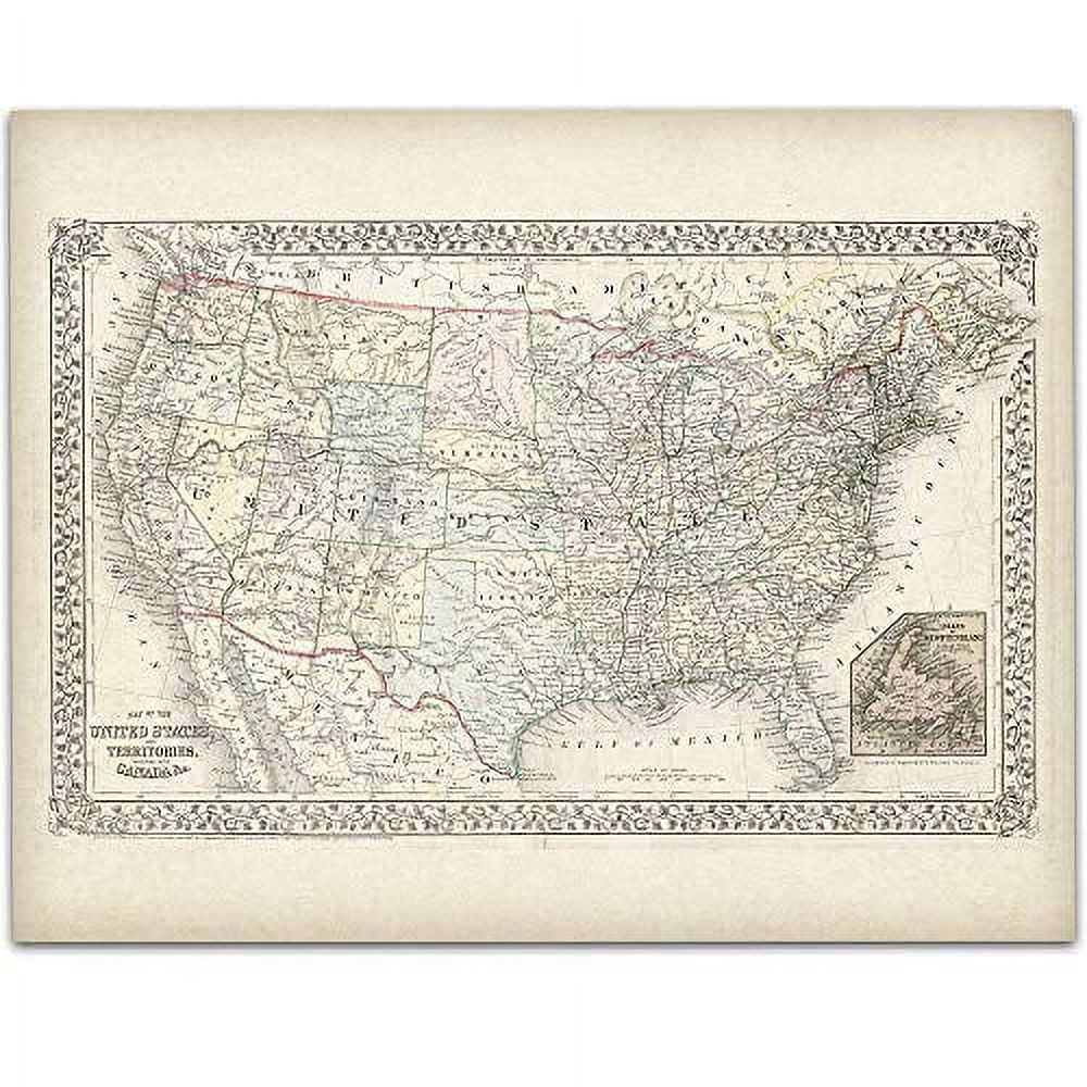 1867 Map of the United States USA - 11x14 Unframed Art Print - Great ...