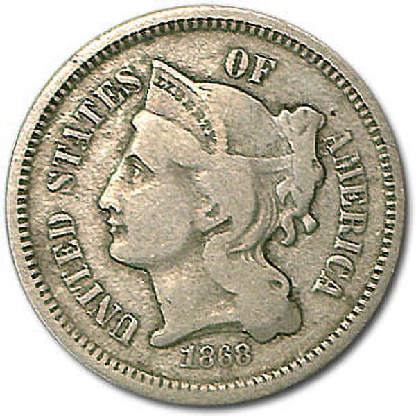 1868 Fine Condition 3 Cent Nickel with Lady Liberty Design - Walmart.com