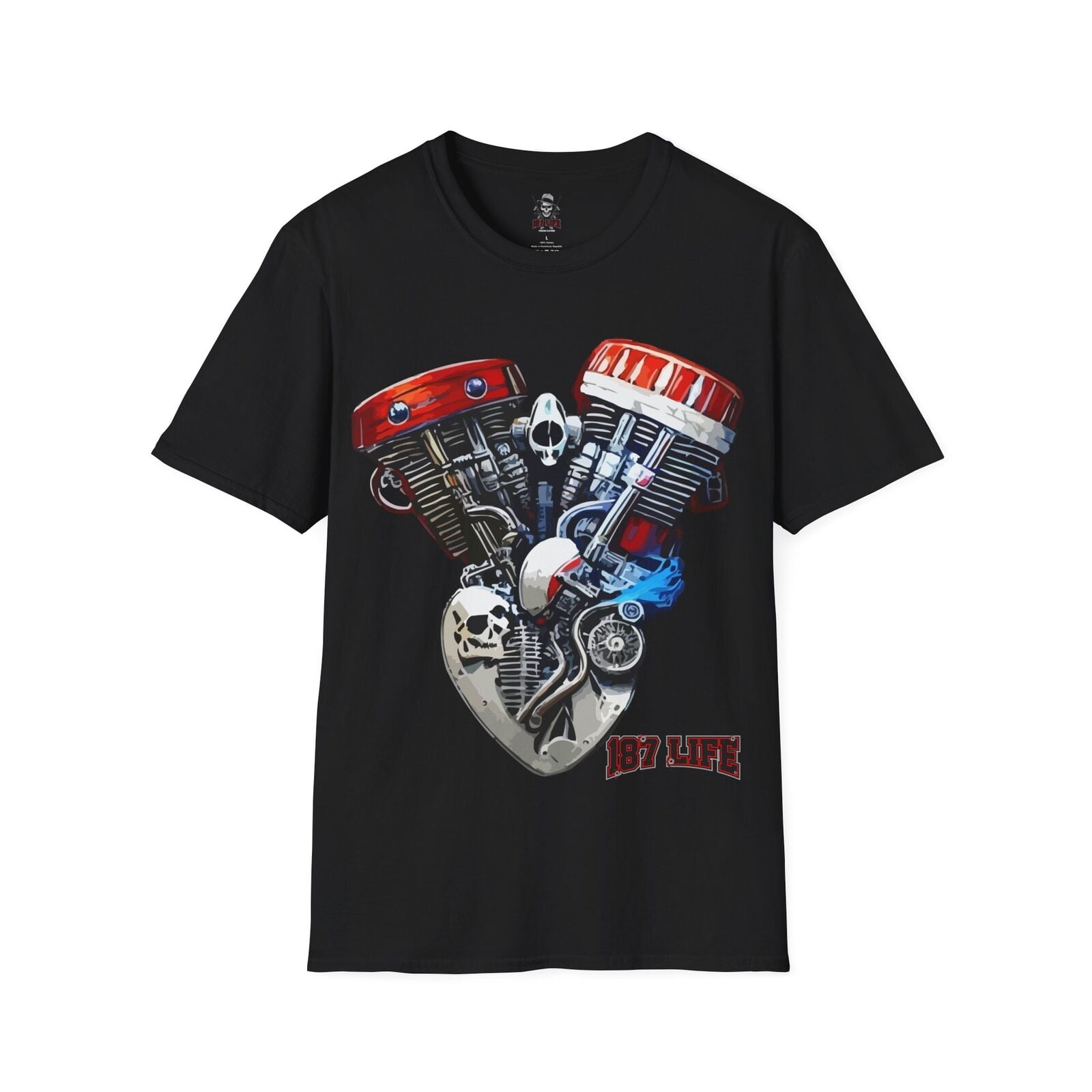 187 LIFE red, white and blue engine Softstyle T-Shirt - Walmart.com