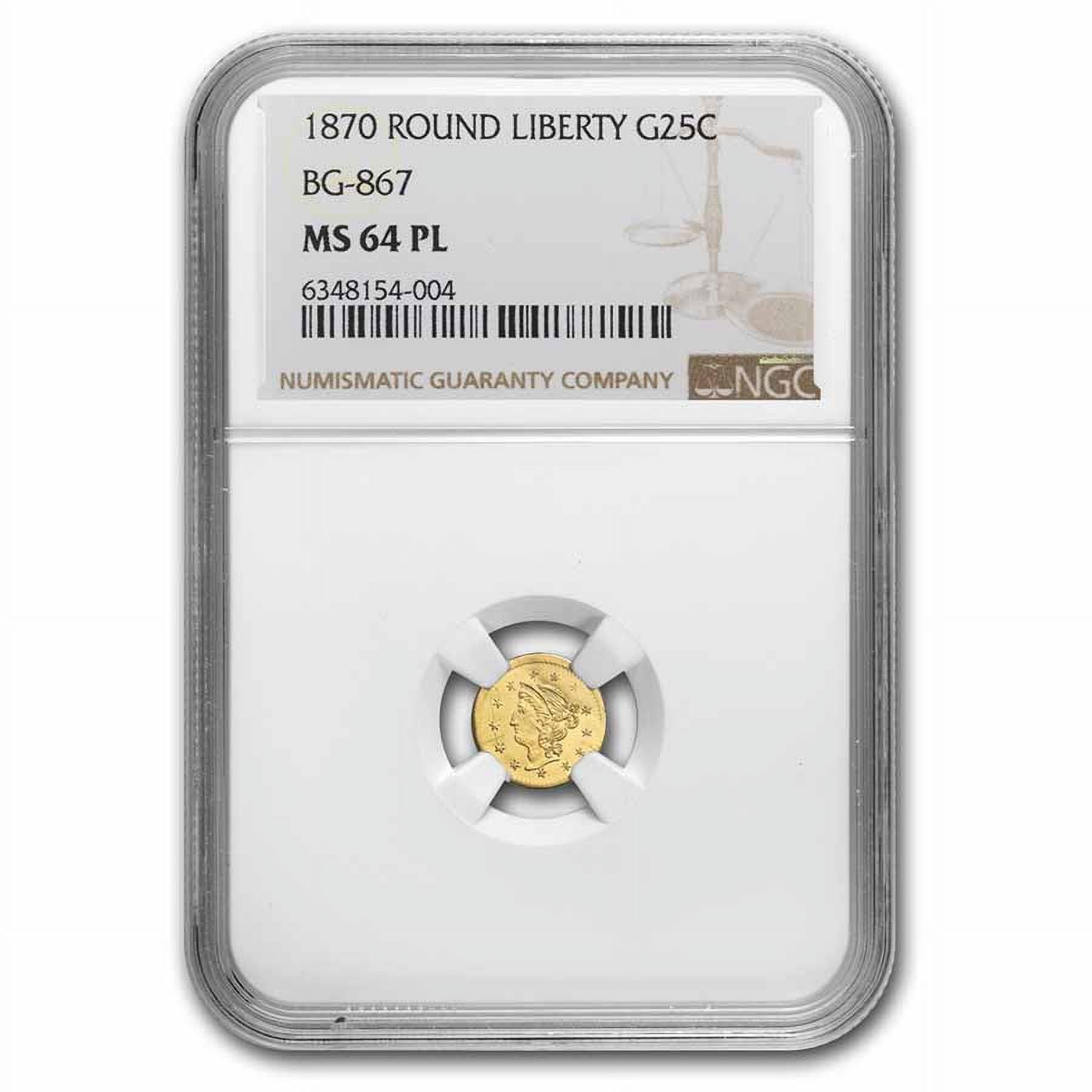 1870 Liberty Round 25 Cent Gold MS-64 NGC (BG-867) - Walmart.com