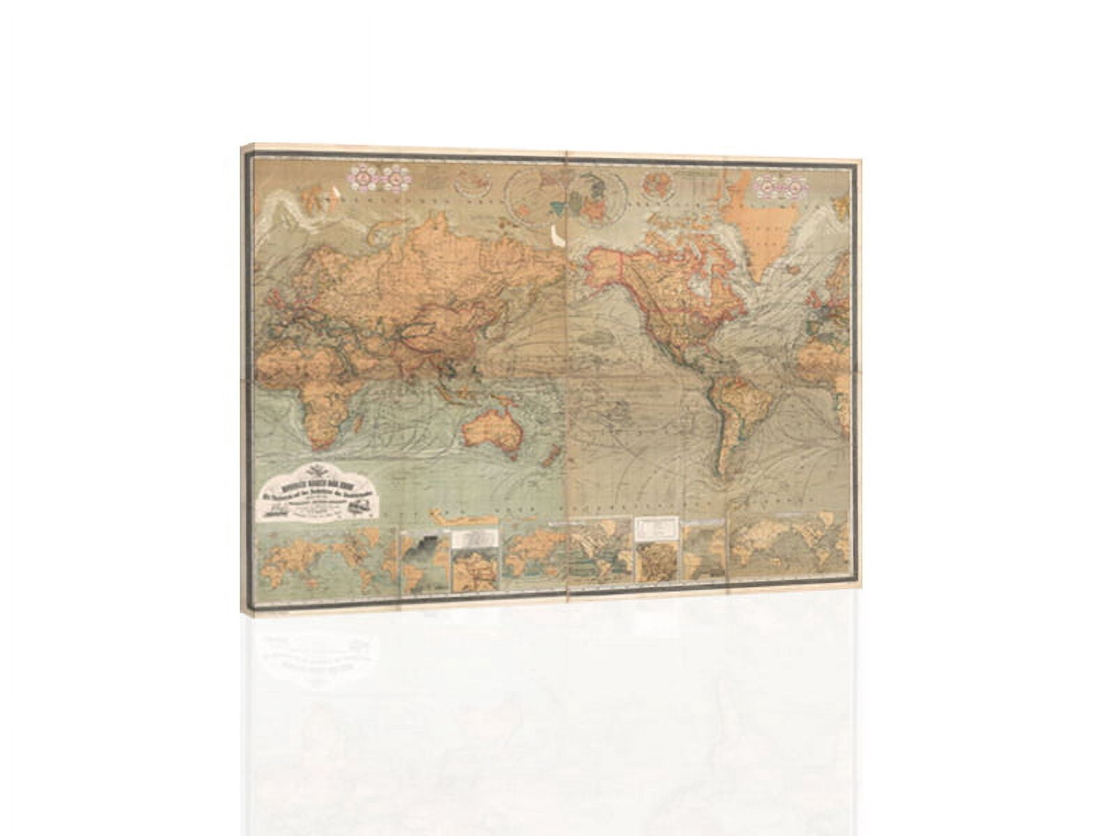 1870 Map of the World on Mercator Projection - CANVAS or PRINT WALL ART ...