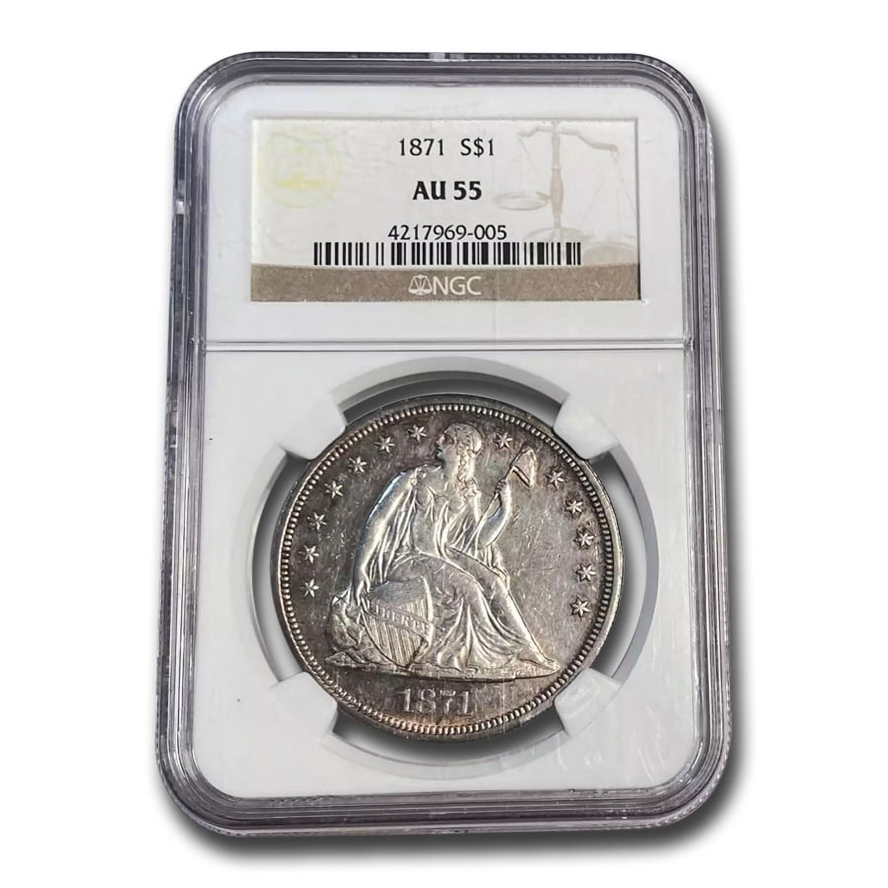 1871 Liberty Seated Dollar AU-55 NGC - Walmart.com