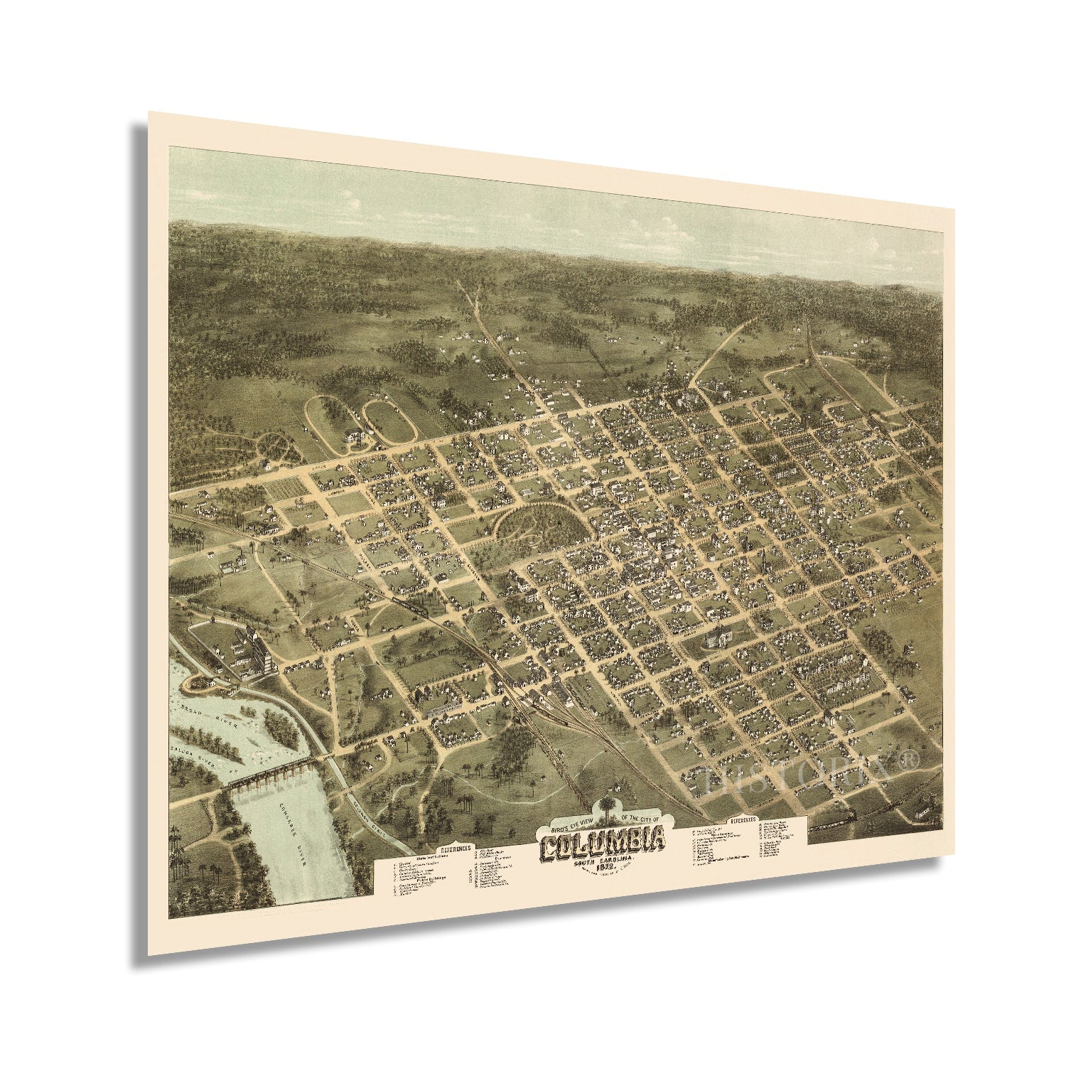 1872 Columbia South Carolina Map Poster - Vintage Map of Columbia SC ...