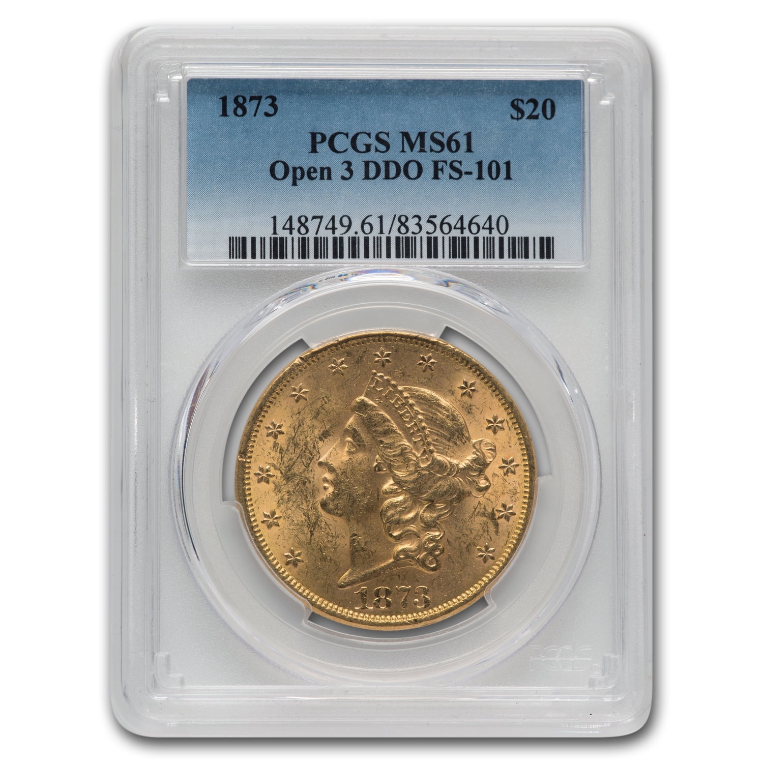 1873 $20 Liberty Gold Double Eagle MS-61 PCGS (Open 3 DDO FS-101) - Walmart.com