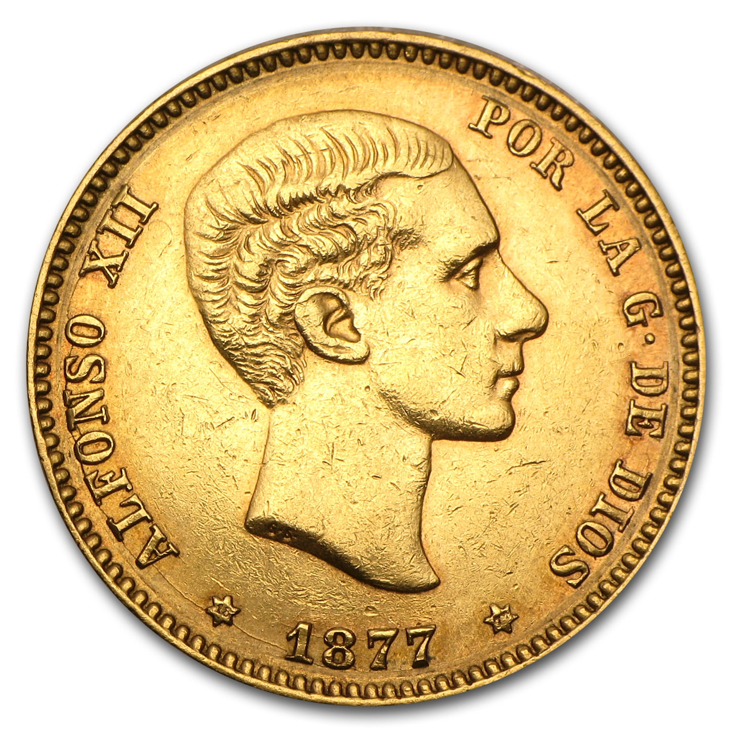 1876-1880 Spain Gold 25 Pesetas Alfonso XII Avg Circ - Walmart.com