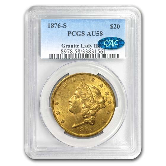 1876-S $20 Liberty Gold Double Eagle AU-58 PCGS CAC (Granite) - Walmart.com