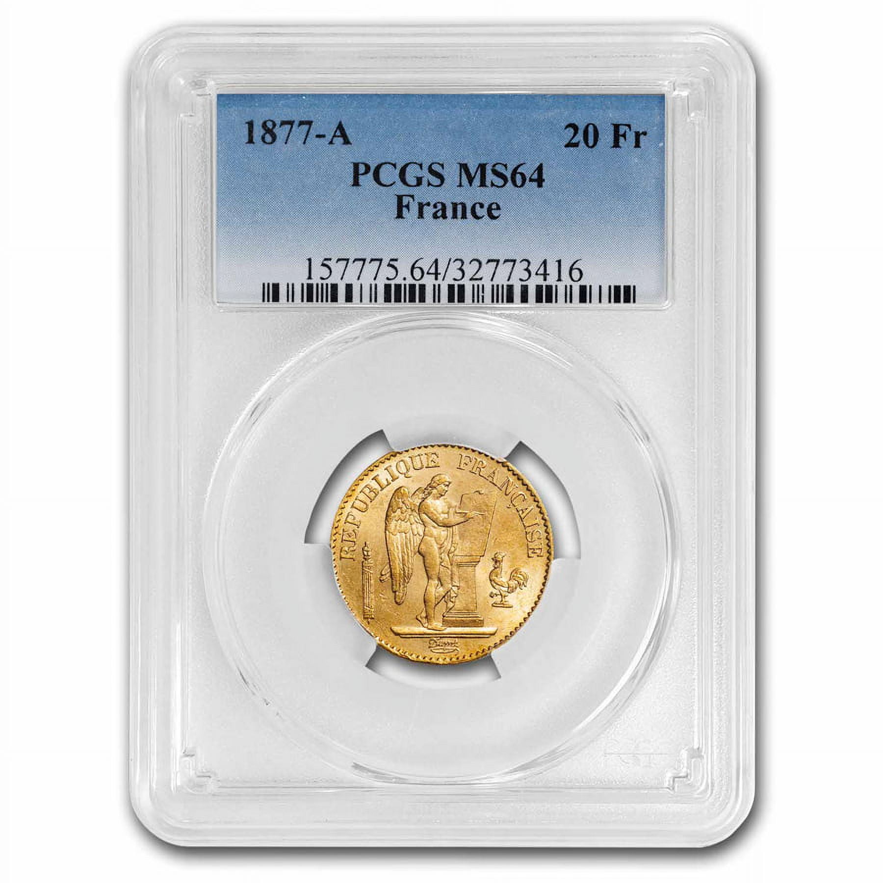 1877-A France Gold 20 Francs Angel MS-64 PCGS - Walmart.com