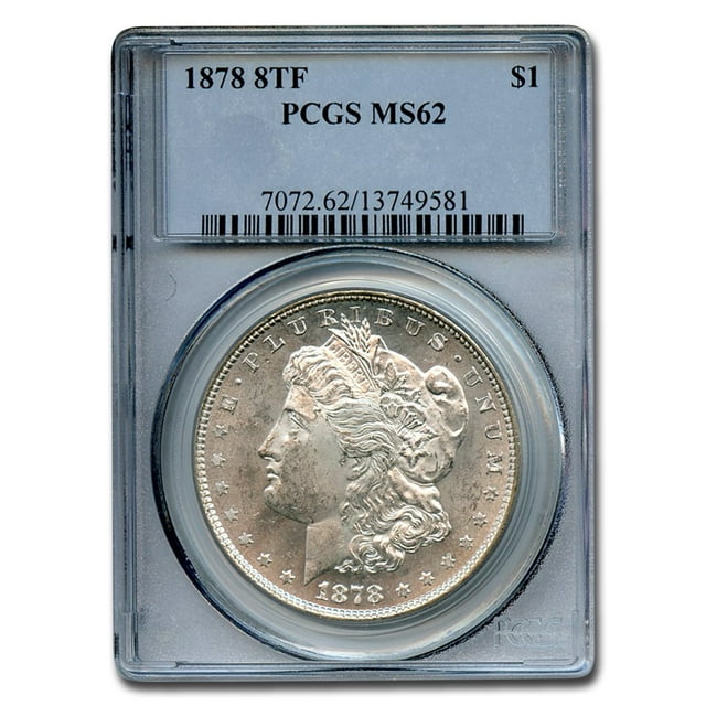 1878 Morgan Dollar 8 TF MS-62 PCGS - Walmart.com