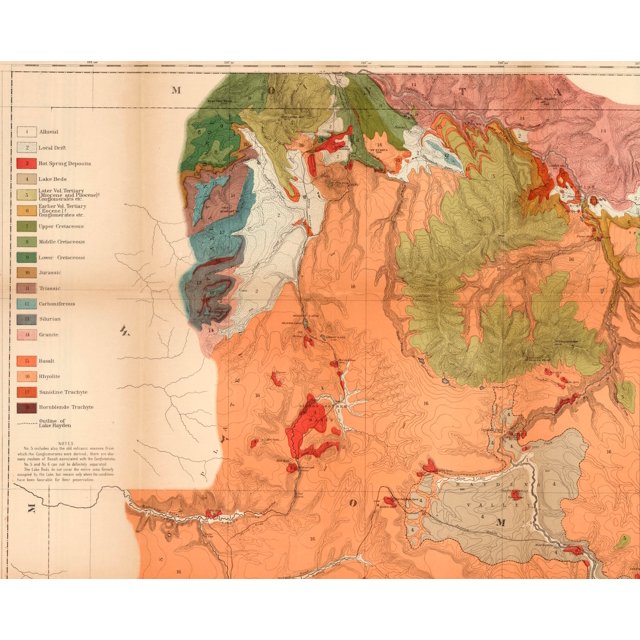 1878 Preliminary Geological Map of the Yellowstone National Park ...