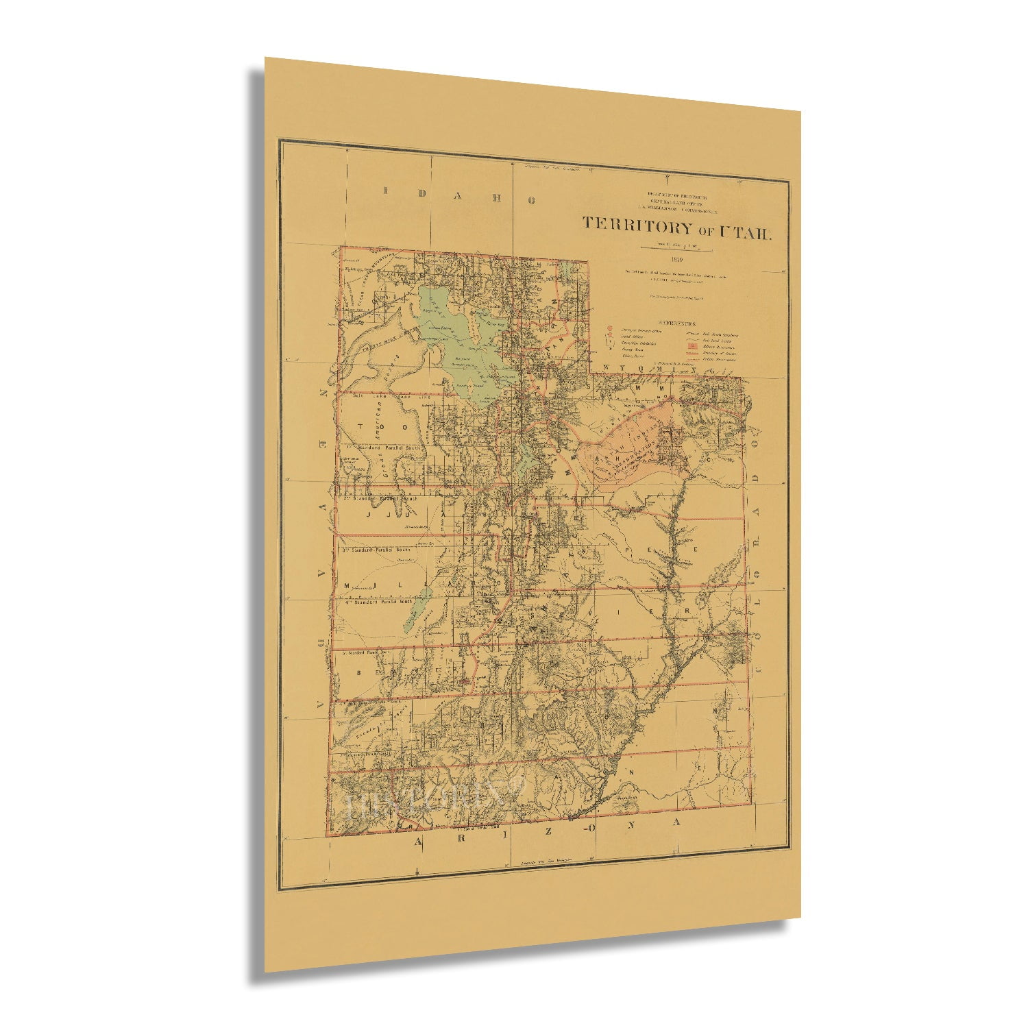 1879 Utah State Map - Utah State Vintage Map Wall Art - Old Historic ...