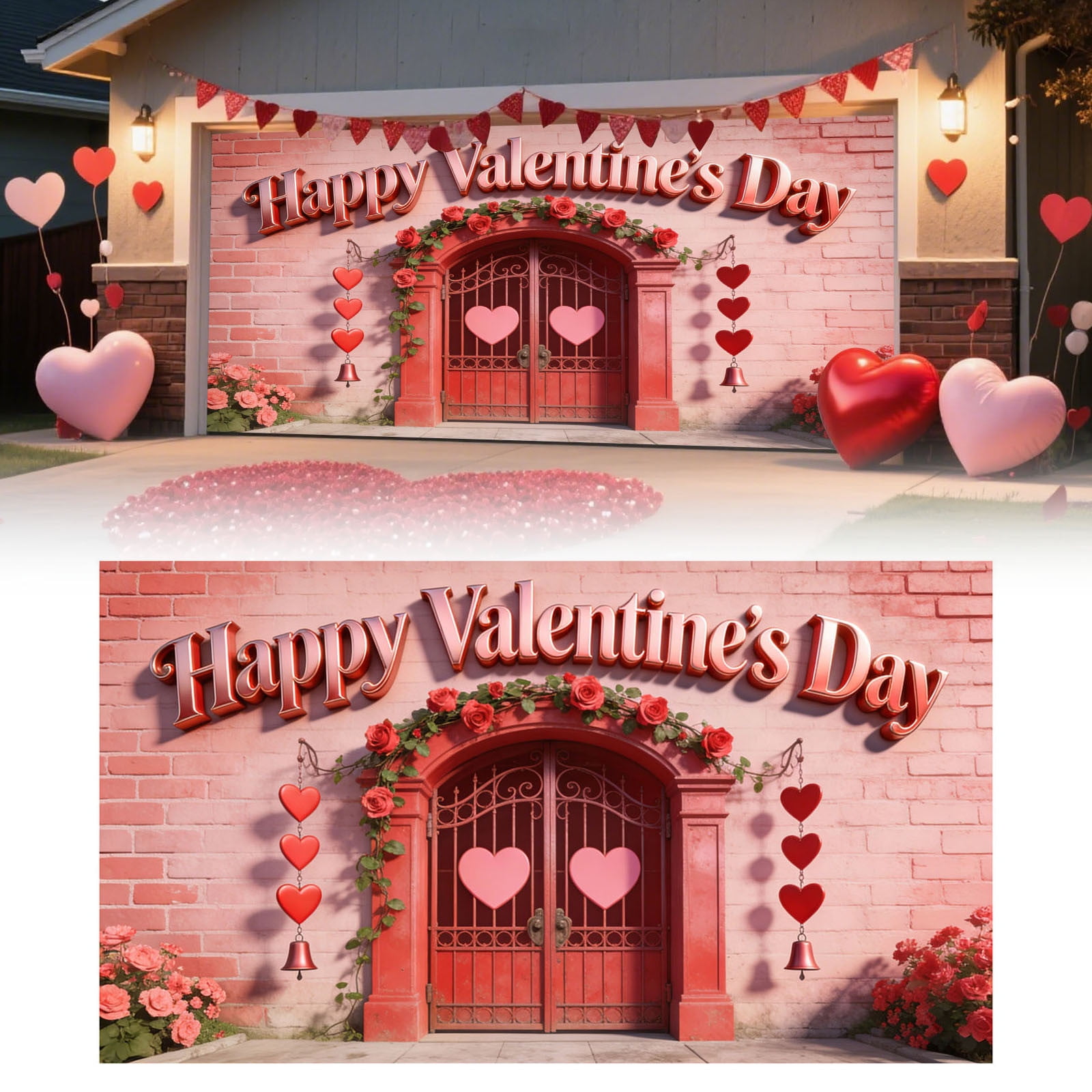 188.98 X82.68 Inch Happy Valentine's Day Garage Door Banner Cover ...