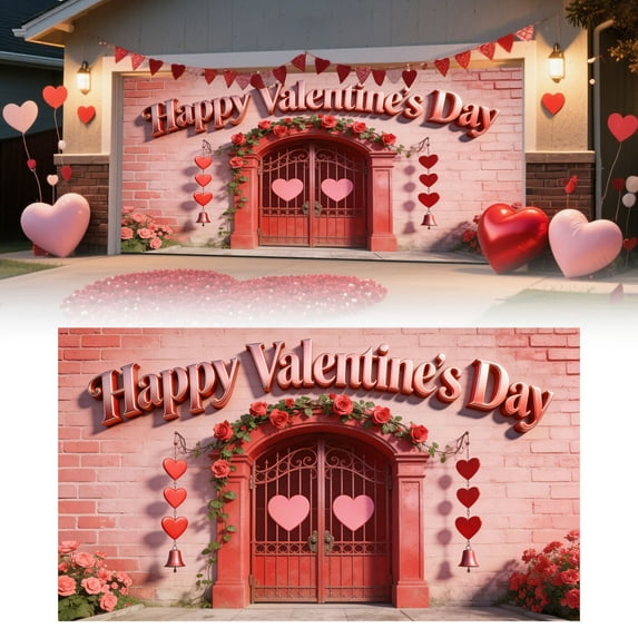 188.98 X82.68 Inch Happy Valentine's Day Garage Door Banner Cover ...