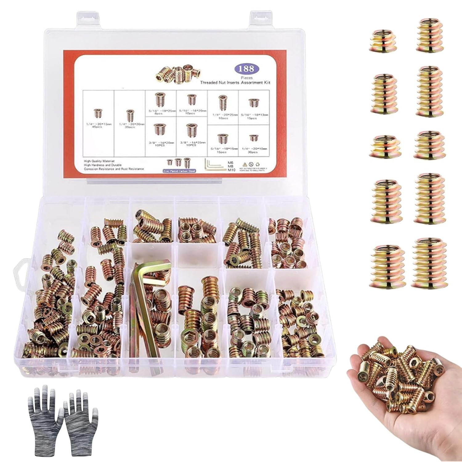 188 PCS Hexagon Socket Nuts Set, Wrench Drill Bit Set, Hex Nuts ...