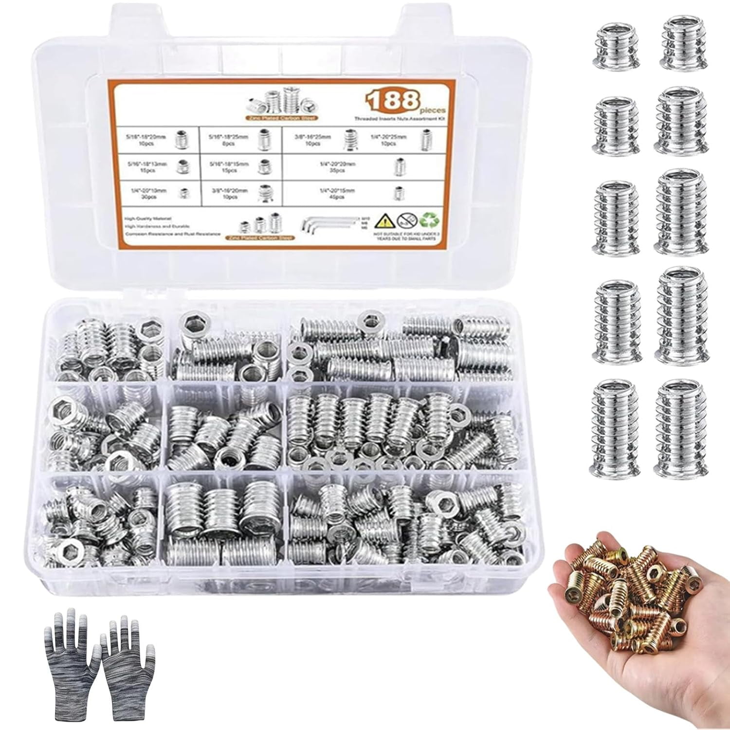 188 PCS Hexagon Socket Nuts Set, Wrench Drill Bit Set, Hex Nuts ...