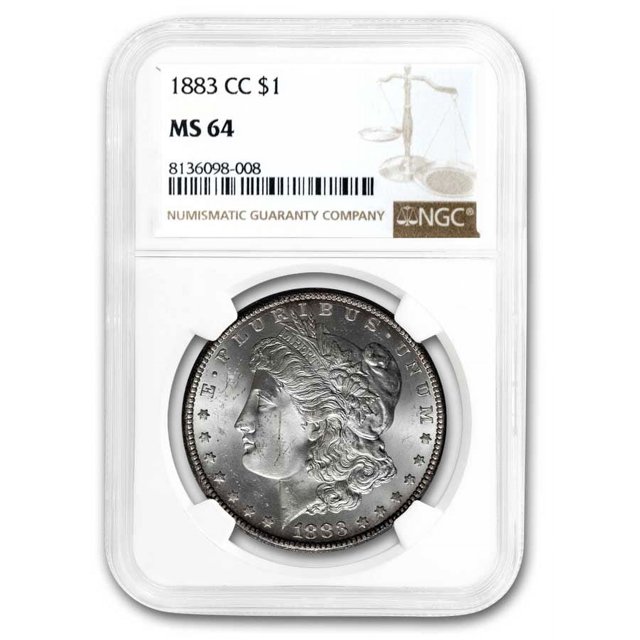 NGC Certified 1883-CC Morgan Silver Dollar MS-64, Highly Collected, .77344 oz Silver Content ...