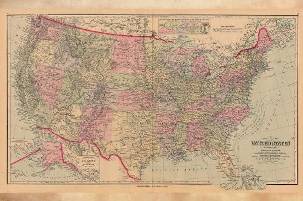 1884 Map Of The United States Poster Educational Philippines | Ubuy
