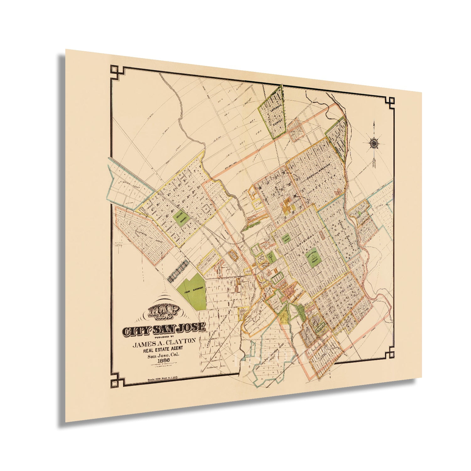 1886 San Jose California Map - Vintage San Jose Wall Map - Old City of ...