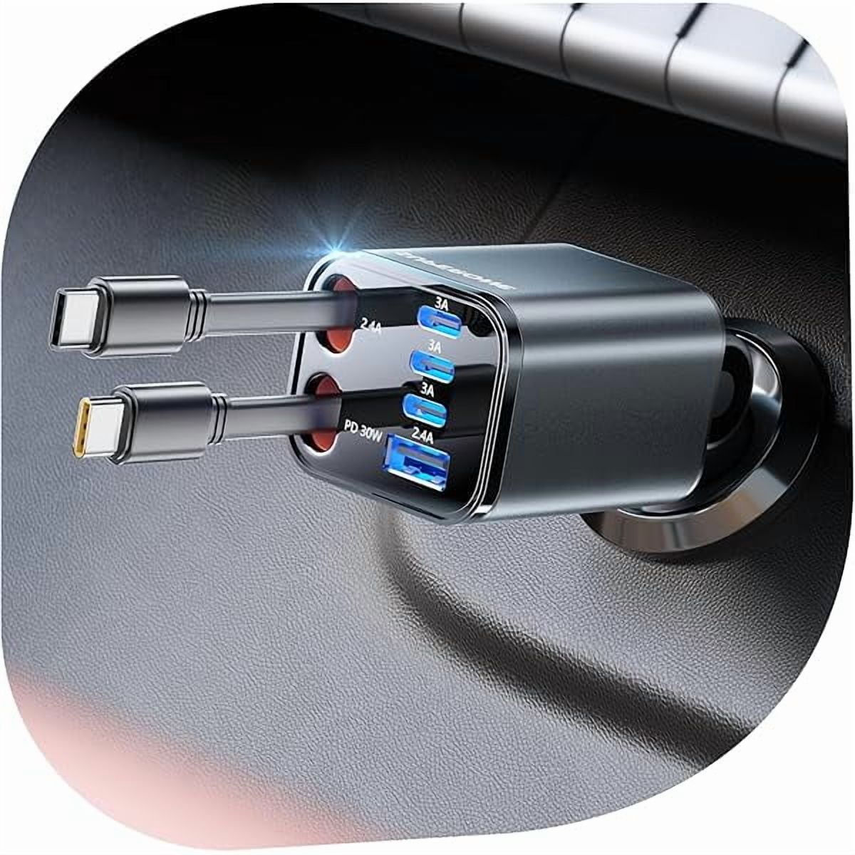 1888 6 in 1 Retractable Car Charger with Dual Type C Cables, 99W Ultra ...