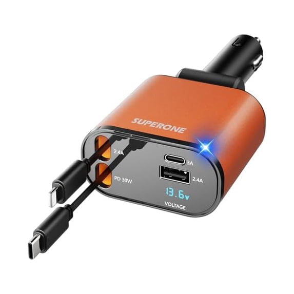 1888 【Upgraded】 Retractable Car Charger 4 in 1, Fast Car Phone Charger ...