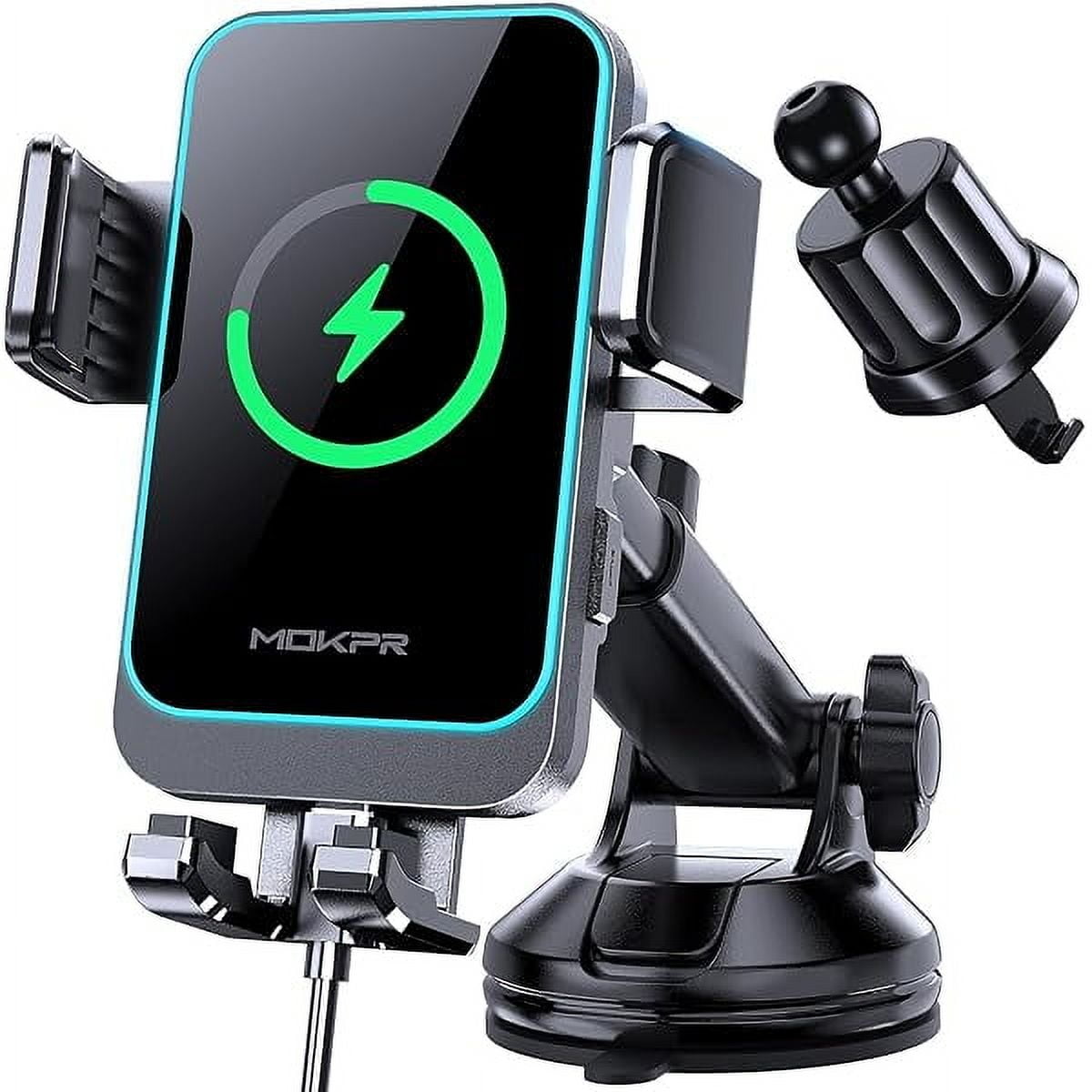 1888 Wireless Car Charger, 15W Fast Charging Auto Clamping Dashboard Windshield Air Vent Car ...