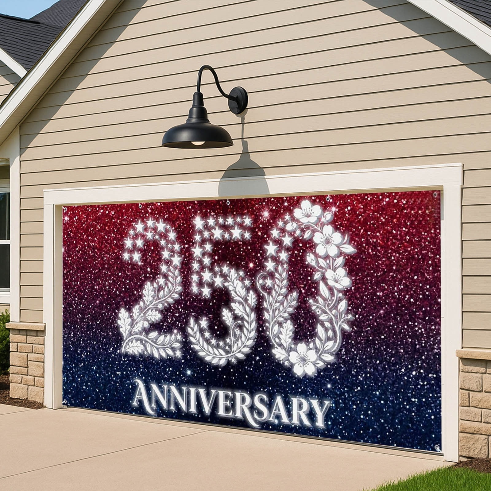 189"×83" Patriotic 250th Anniversary Garage Door Banner, Red White Blue ...