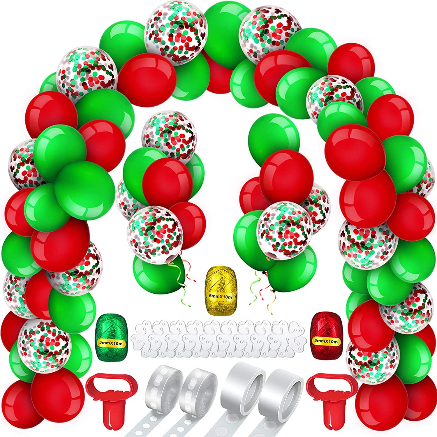 189 Pieces Christmas Balloons Garland Kit, Red and Green Latex Balloons ...