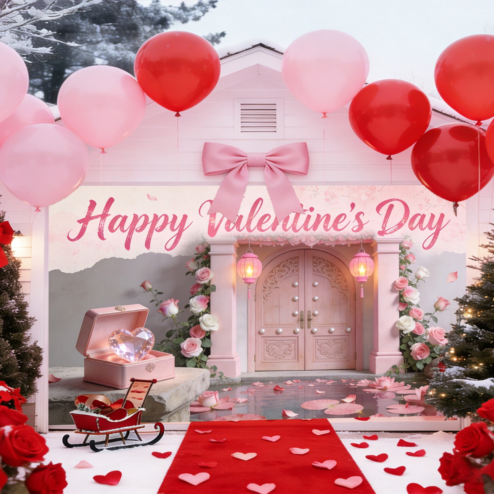 189" X 83" Happy Valentine's Day Banner Giant Garage Banner & Outdoor ...