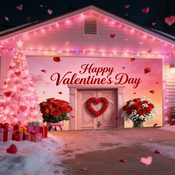 189" X 83" Happy Valentine's Day Decorative Banner Giant Garage Banner ...
