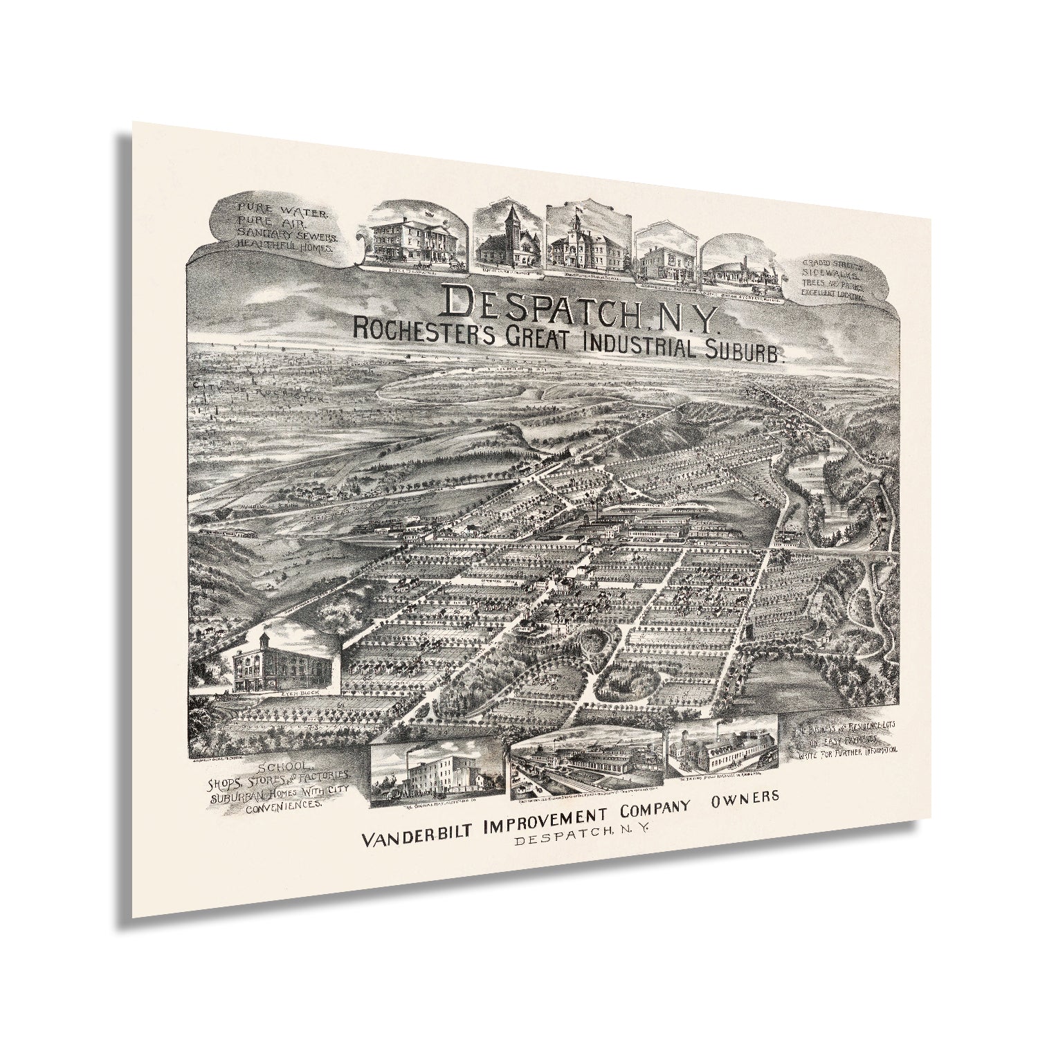 1890 Despatch Rochester NY Map - Vintage Map of Rochester NY - History ...