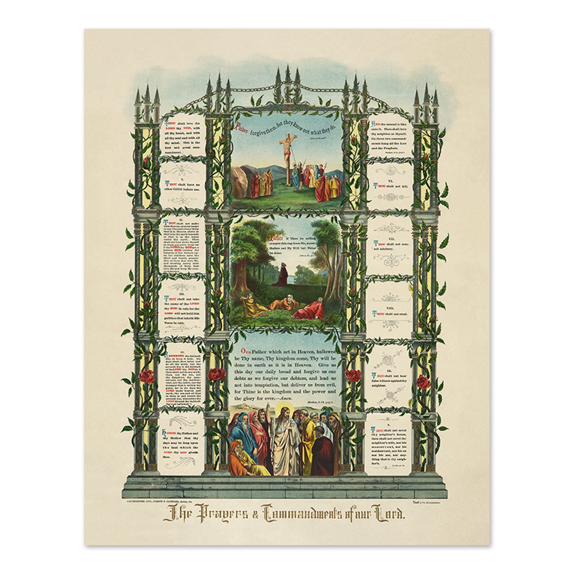 1890 The Prayers & Commandments of Our Lord Poster Print - 11x14 Inch ...