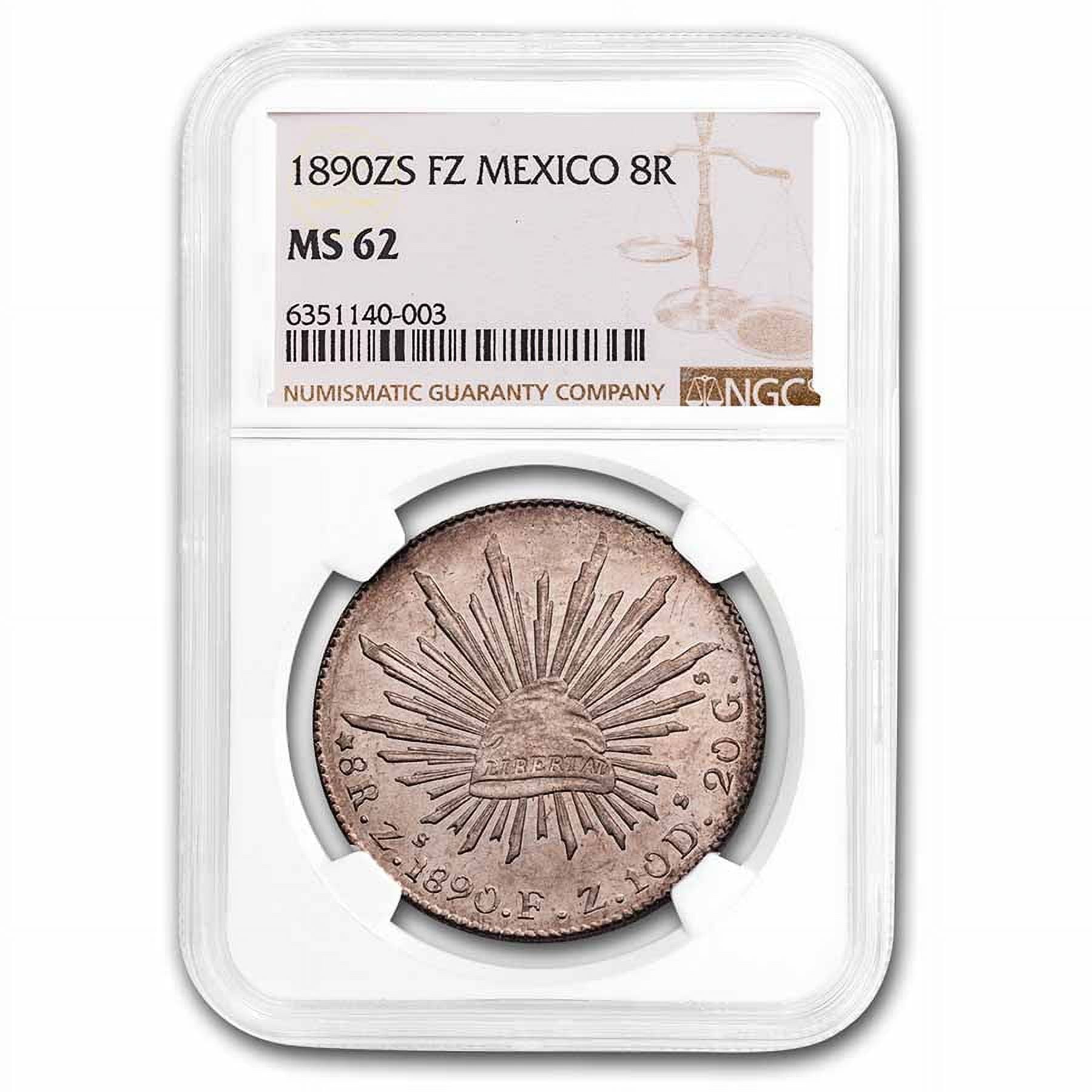 1890-Zs FZ Mexico Silver 8 Reales MS-62 NGC - Walmart.com