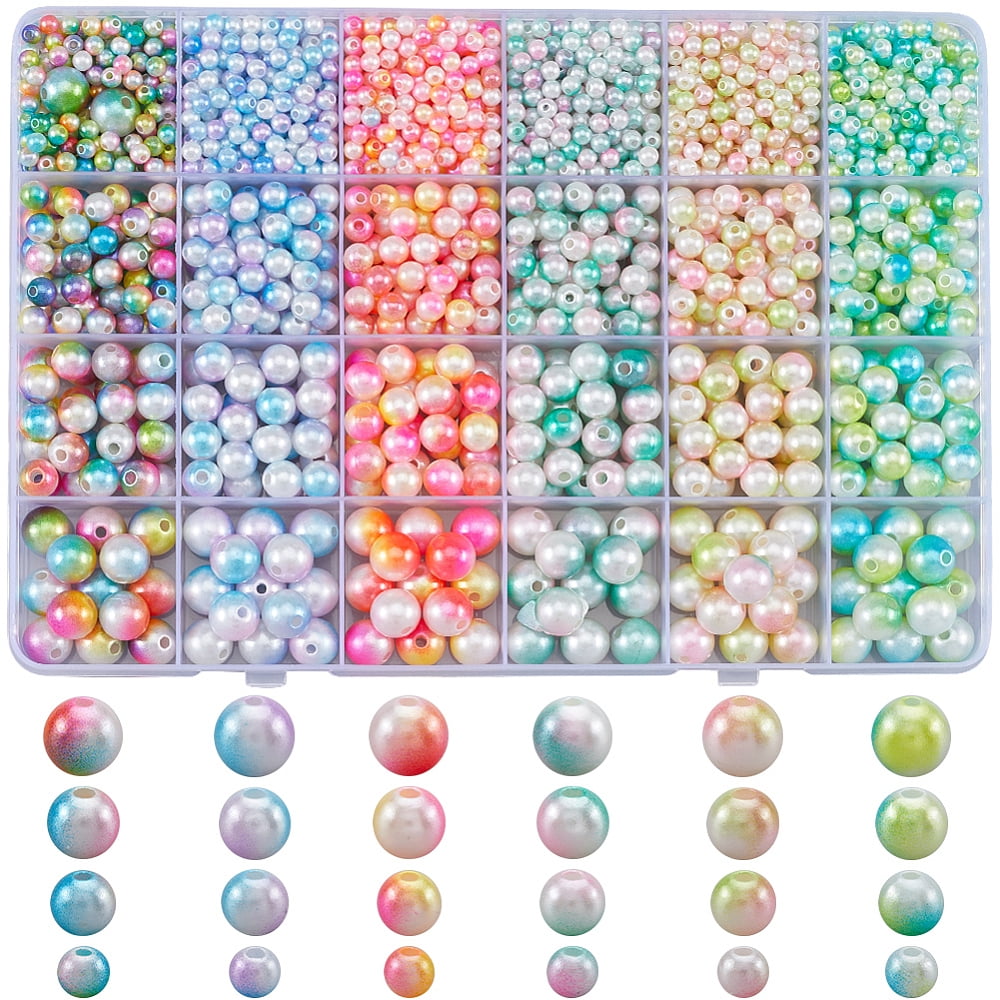 1890pcs Two Tone Plastic Imitation Pearl Beads sets Round Mixed color 4 ...