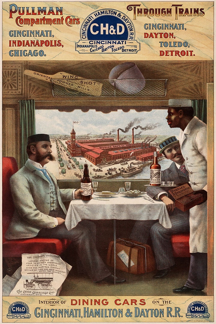 1890s Pullman Train Dining Car Classic Railroad Ad Wall Art - 20x30 ...
